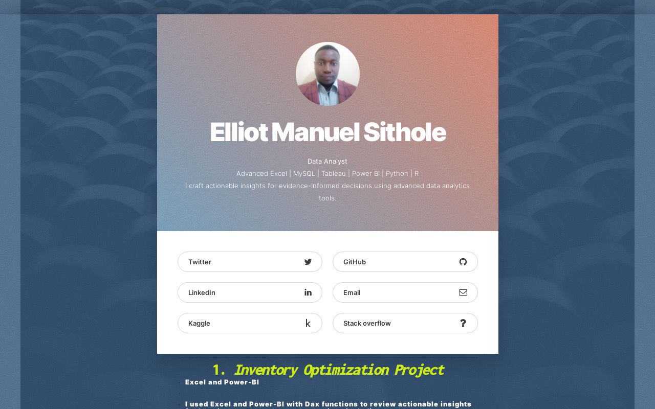 Elliot the Data Analyst